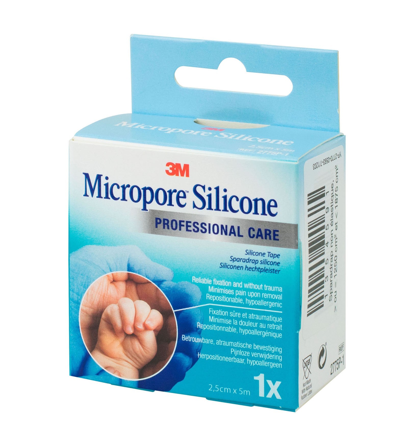 Kleef- & Fixatieverband op Rol: Micropore silicone 2.5cm x 5m